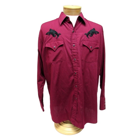 Ely Cattleman | Shirts | Vintage Ely Cattleman Mens Size Xl Burgundy Maroon Long Sleeve Pearl ...